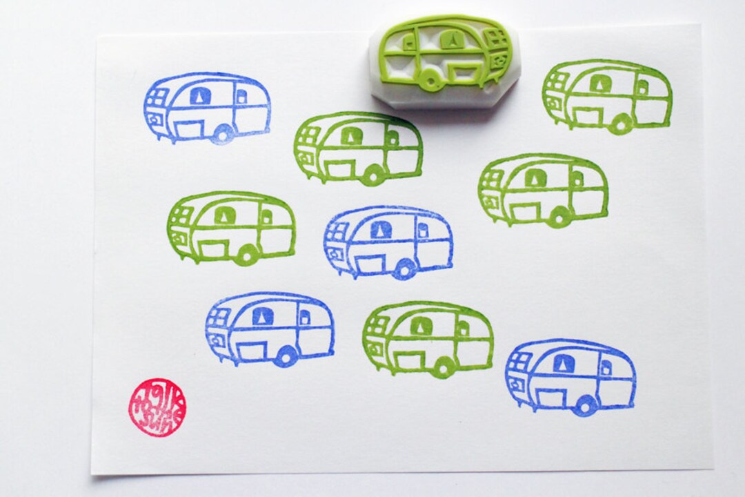 Camping Car Stamp, Camper Van Stamp, Hand Carved Rubber Stamp by ...
