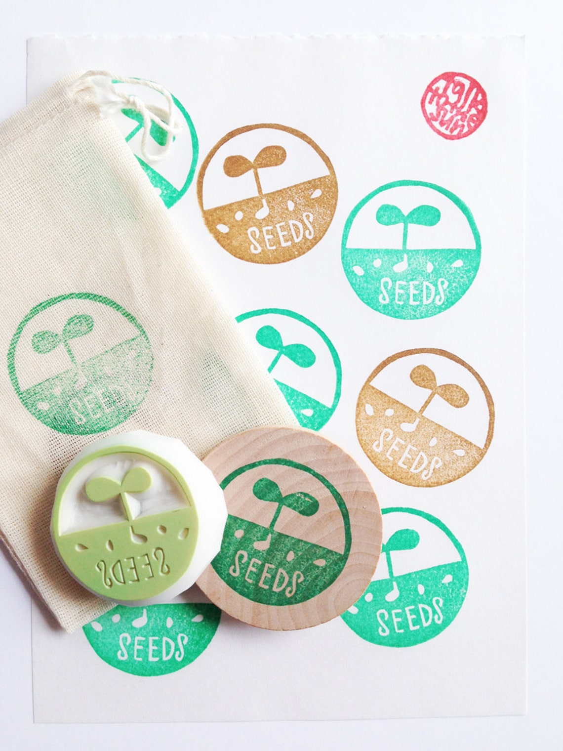Grow seeds rubber stamp gardening stamp sprout stamp | Etsy