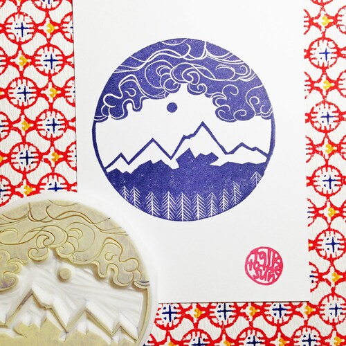 Train on Tracks Rubber Stamp Railway Stamp Woodland Tile | Etsy