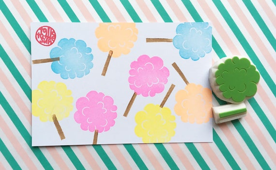 Cotton Candy Rubber Stamp Candy Floss Stamp Hand Carved - Etsy