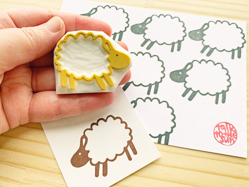 Sheep Rubber Stamp: Hand Carved Stamp, Farm Animal Design - Etsy