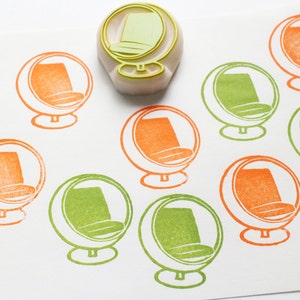 Ball Chair Rubber Stamp: Mid Century Modern Furniture Hand Carved Stamp ...