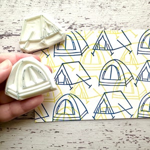 Camping Tent Rubber Stamp, Hand Carved Stamp by Talktothesun, Gift for ...