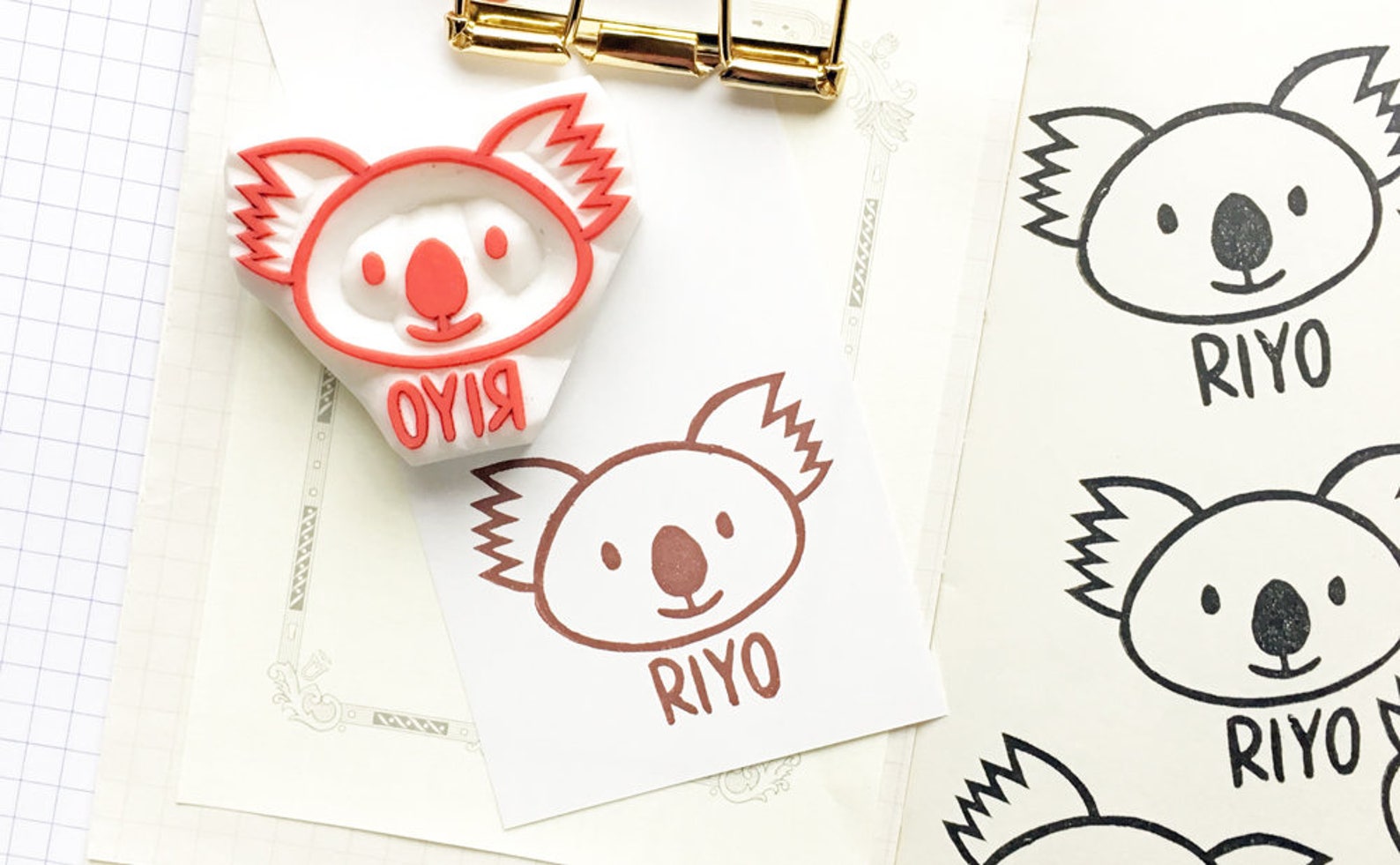 Custom Name Stamp Koala Rubber Stamp Australian Animal | Etsy