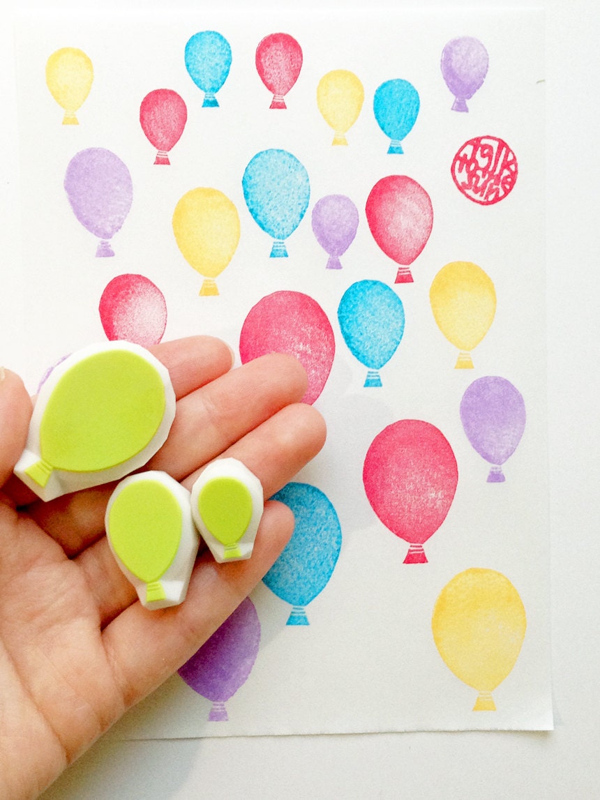 Balloon Rubber Stamp Set | Hand Carved Stamps | Party Inspired | Style ...