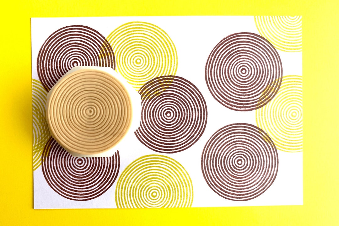 Spiral Circle Rubber Stamp: Geometric Hand Carved Stamp for ...
