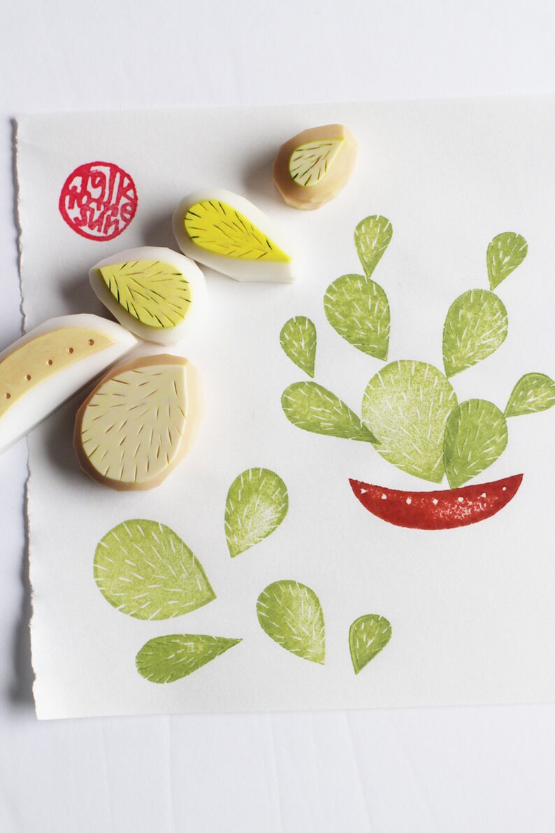 Cactus Rubber Stamp Set Cacti Stamps Hand Carved Stamps - Etsy