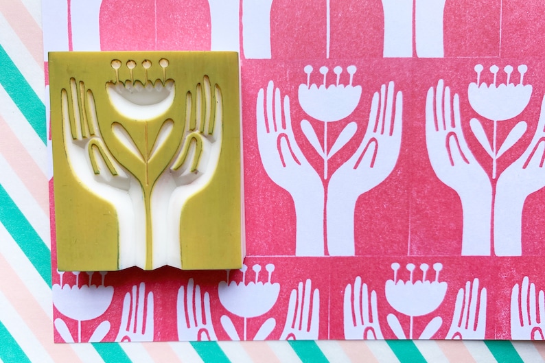 Nature Lover Rubber Stamp Botanical Tile Pattern Stamp Hand - Etsy