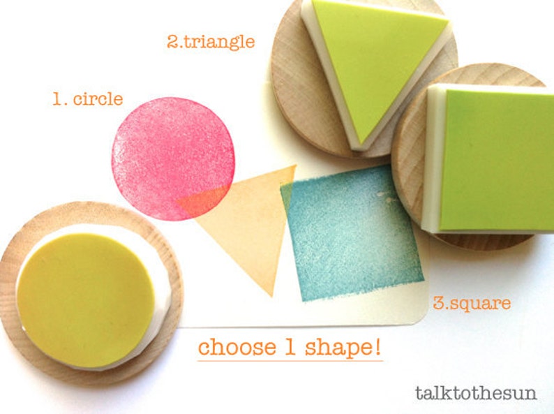 Shape rubber stamp circle triangle square stamp hand | Etsy