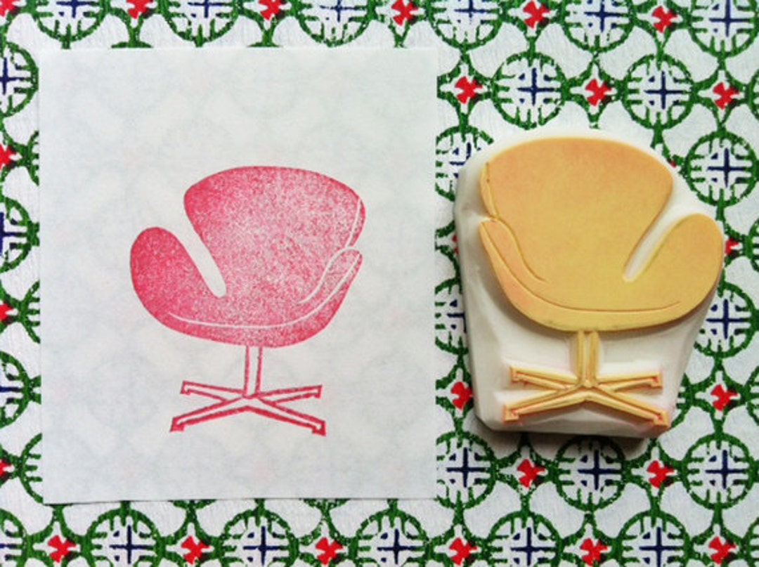Swan Chair Rubber Stamp, Hand Carved Stamp , Mid Century Modern ...