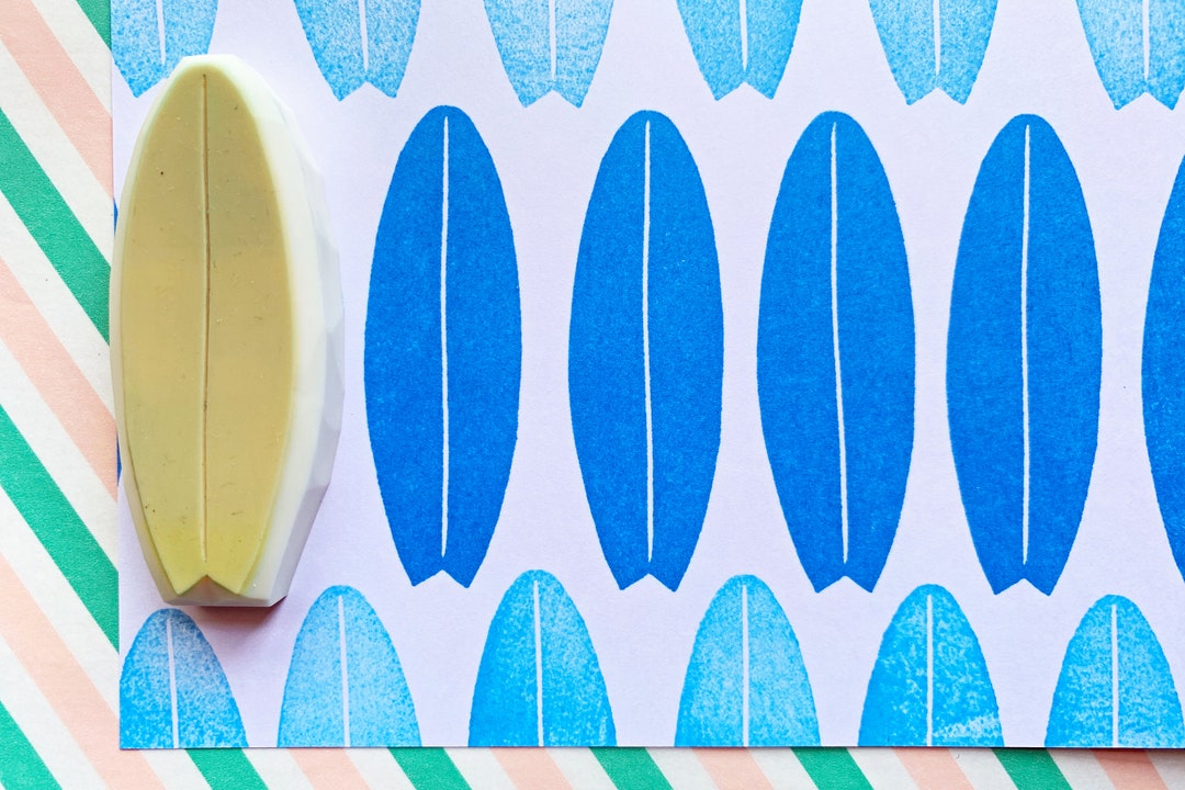 Surfboard Rubber Stamp, Surfing Stamp for DIY Beach Themed Card Making ...