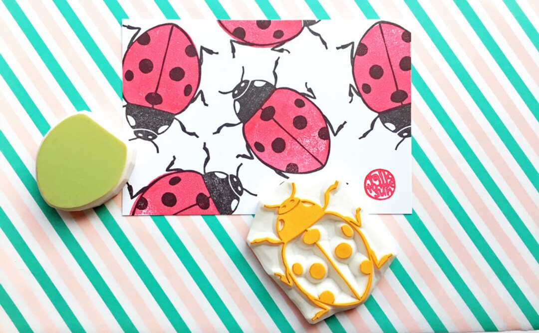Ladybug Rubber Stamp Set | Hand Carved Stamps | Nature Inspired Design ...