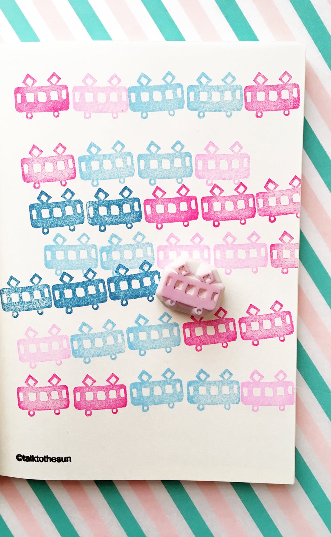 Train Rubber Stamp Tram Stamp Hand Carved Stamp by - Etsy