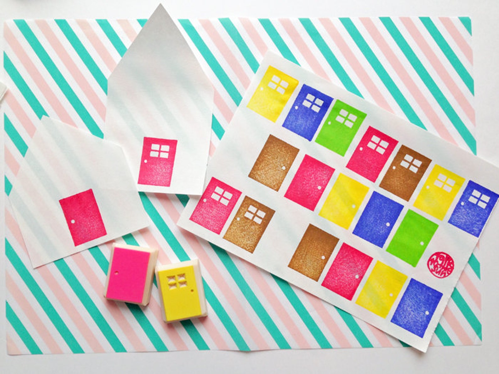 Door Rubber Stamp Set Fairy Door Stamps Hand Carved Stamps - Etsy