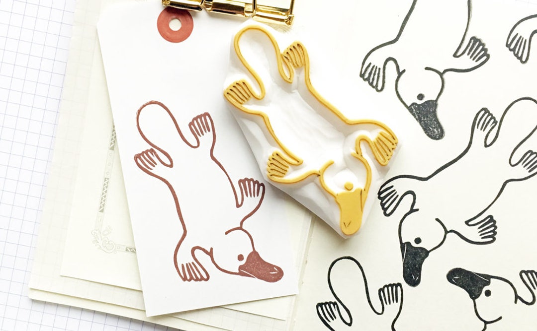 Platypus Rubber Stamp Australian Animal Stamp Hand Carved - Etsy