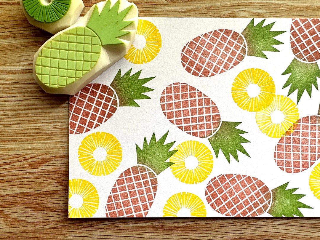Pineapple Rubber Stamp Set | Hand Carved Stamps | Tropical Fruit Design ...