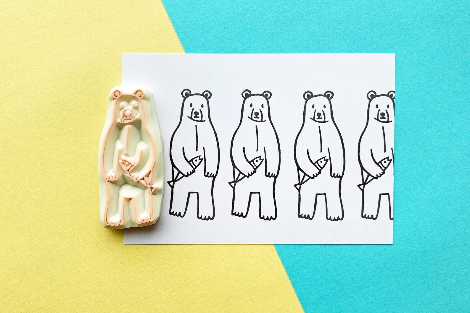 Polar Bear | Hand Carved Rubber Stamp | Woodland Animal | Card Making ...