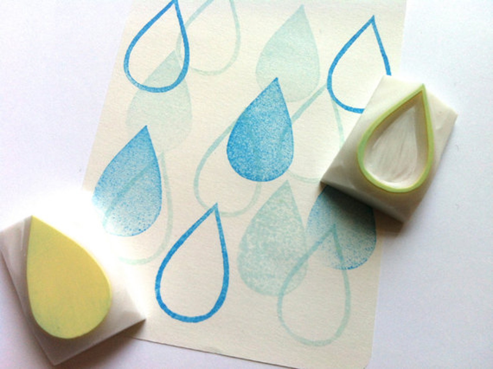 Water Drop Rubber Stamps Rain Drop Stamps Hand Carved Stamps | Etsy