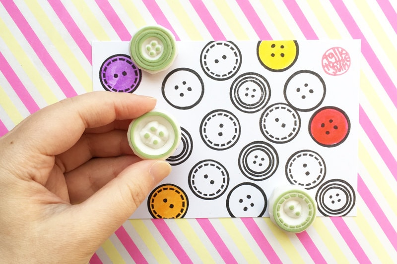 Button Rubber Stamp Set | Hand Carved Stamps | Journaling Card Making ...