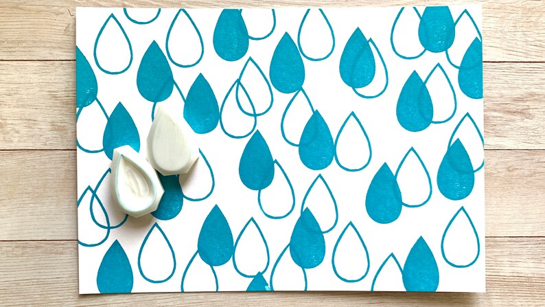 Water Drop Rubber Stamps Rain Drop Stamps Hand Carved - Etsy