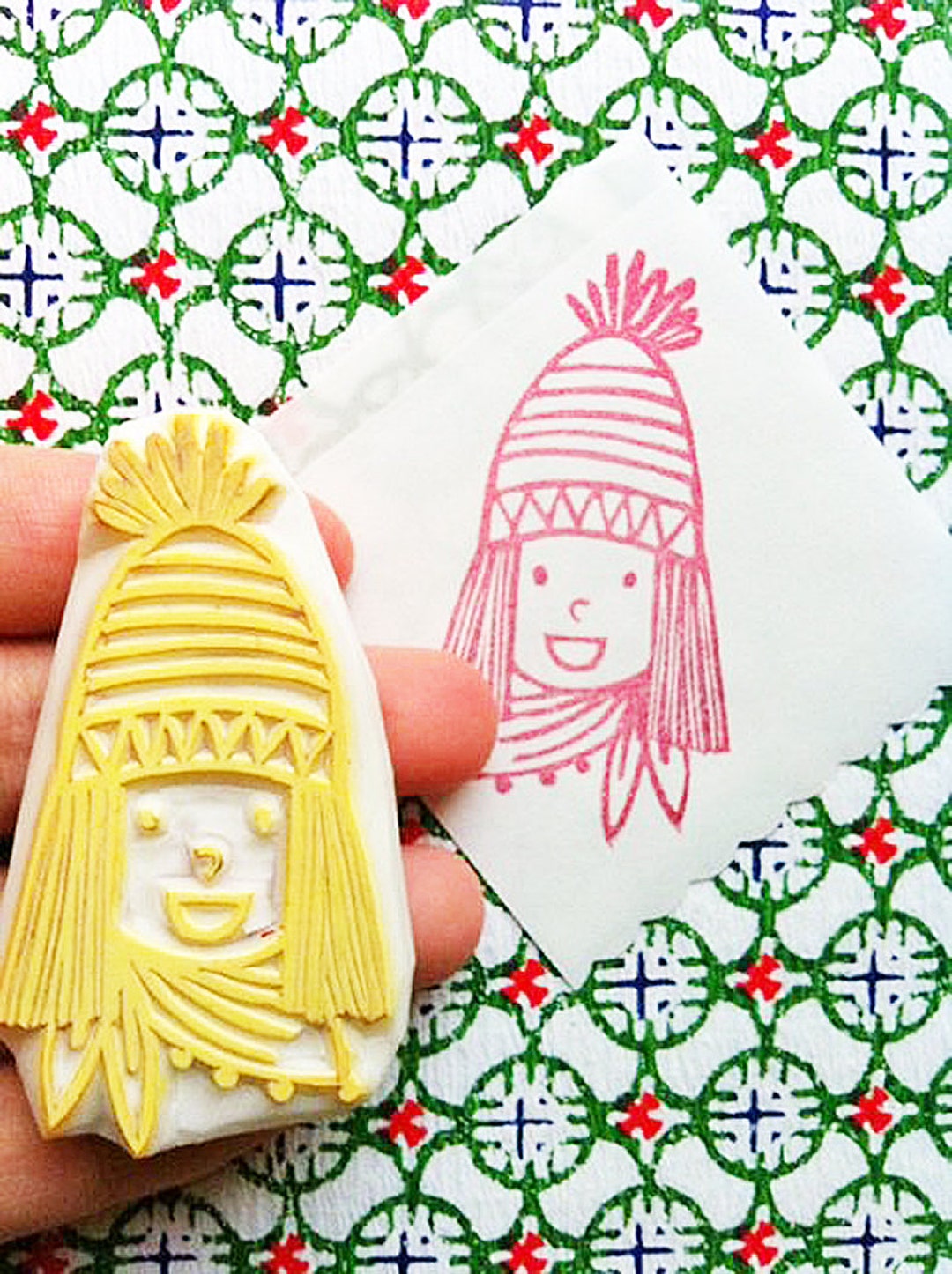 Winter Girl Rubber Stamp, Child Wearing Cap Stamp, Hand Carved Stamp by ...