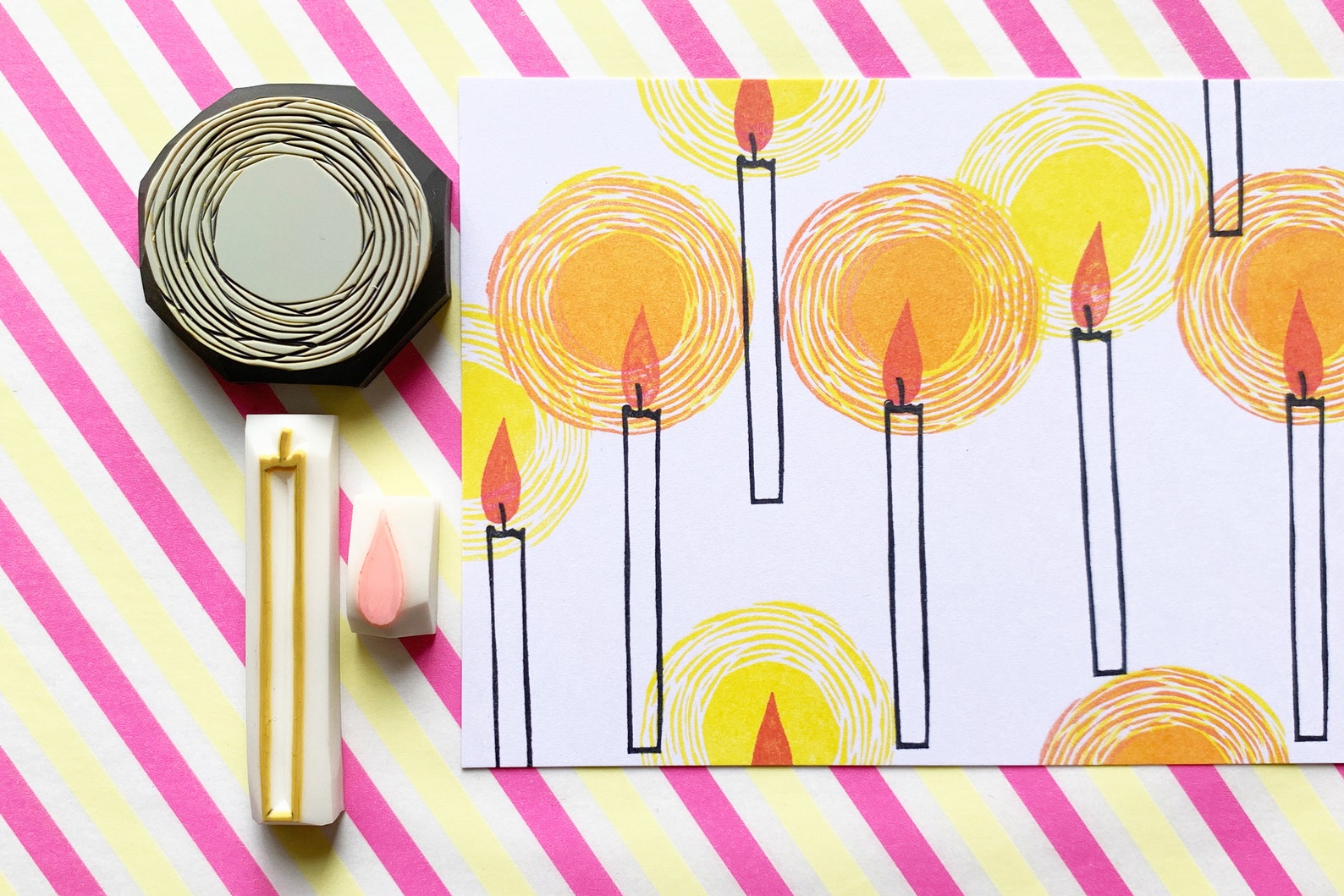 Candle Rubber Stamp Set Candle Flame & Light Stamps Hand - Etsy