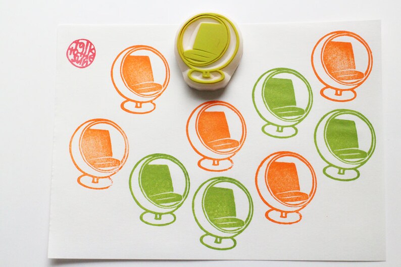 Ball Chair Rubber Stamp Mid Century Modern Furniture Stamp - Etsy