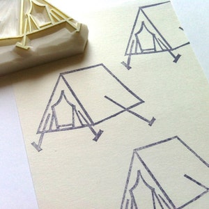 Camping Tent Rubber Stamp Hand Carved Stamp Gift for Campers - Etsy