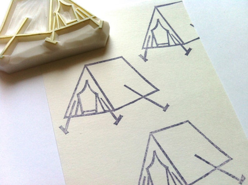 Camping Tent Rubber Stamp Hand Carved Stamp by Talktothesun | Etsy