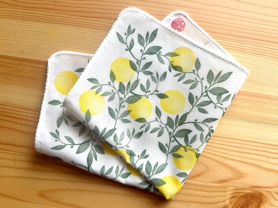Yuzu tree handkerchief Womens cotton hankie Japanese hand towel Reusable cloth tissue Eco friendly gift
