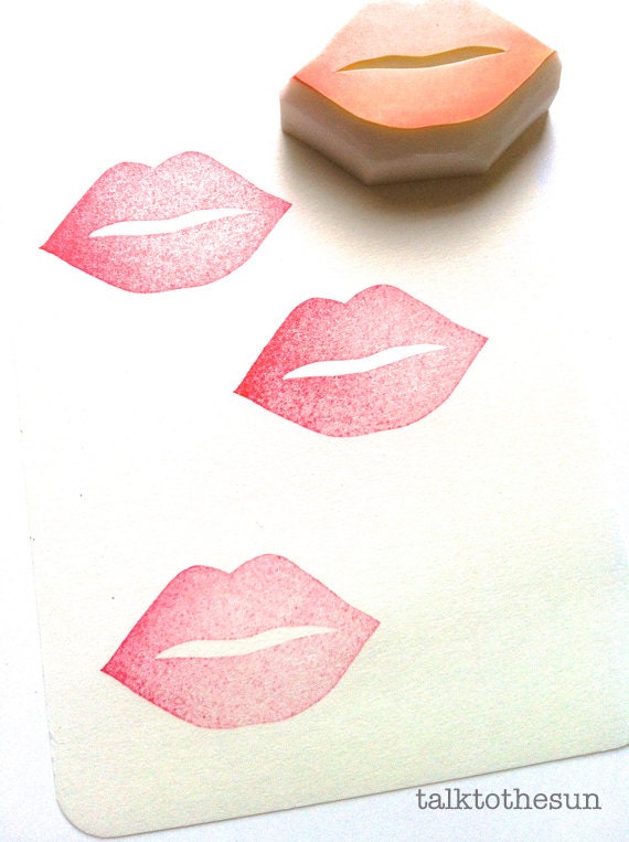 Lips Rubber Stamp Kiss Stamp Hand Carved Stamp for Card | Etsy