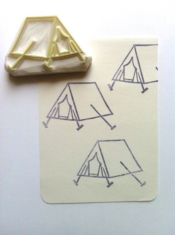 Camping Tent Rubber Stamp Hand Carved Stamp by Talktothesun | Etsy