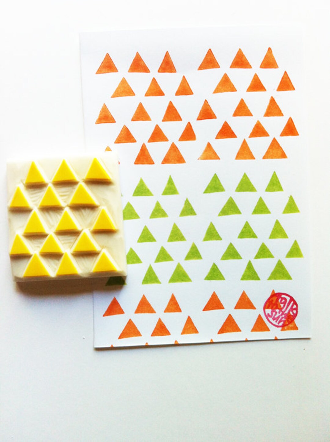 Triangle Rubber Stamp Geometric Pattern Stamp Hand Carved - Etsy