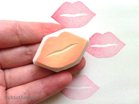 Lips Rubber Stamp Kiss Stamp Hand Carved Stamp for Card | Etsy