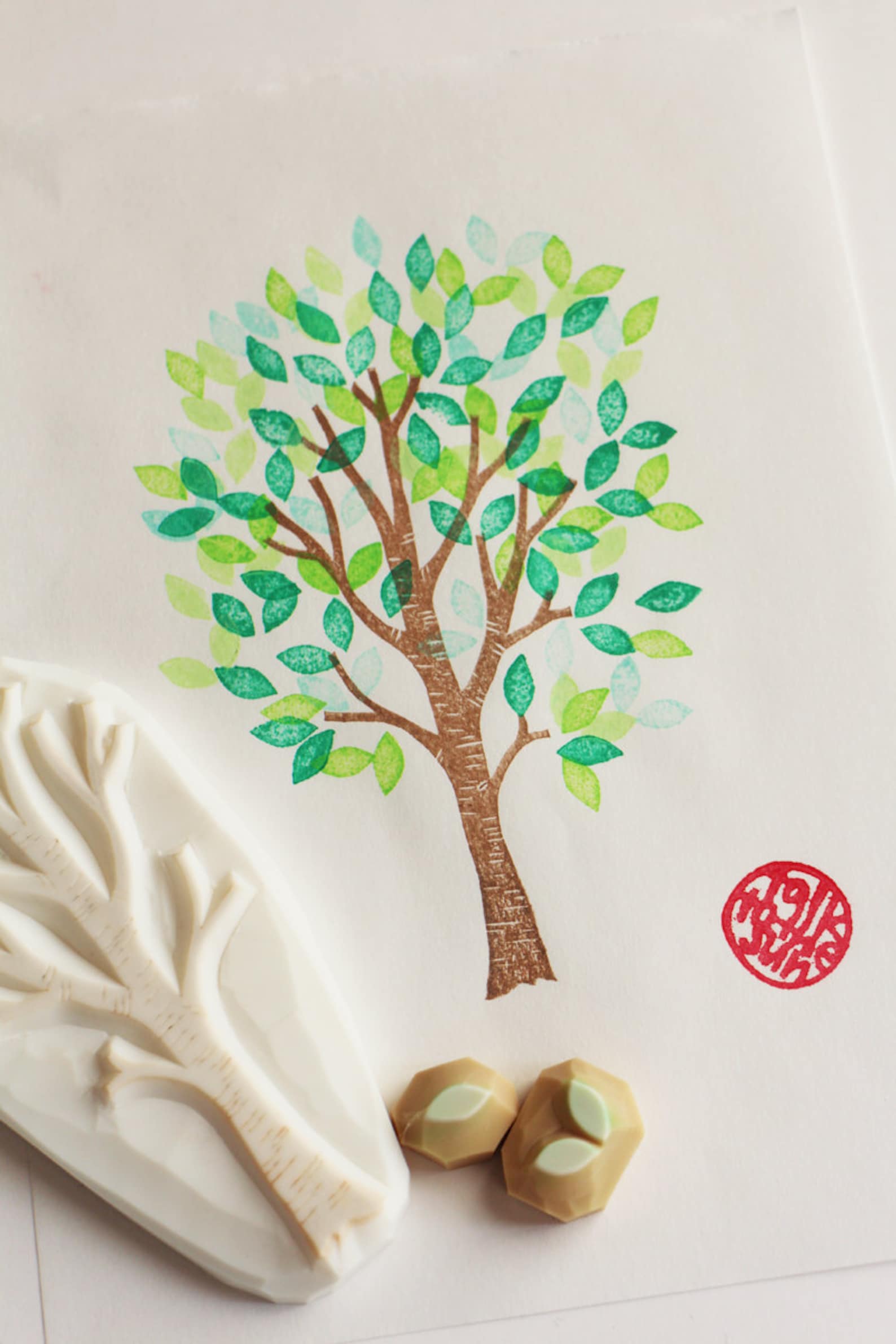 Birch Tree Rubber Stamp Tree Trunk & Leaf Stamps Hand Carved - Etsy Canada