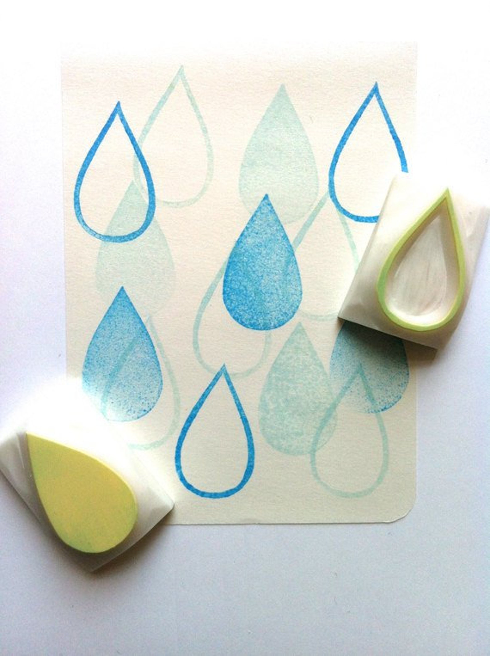 Water Drop Rubber Stamps Rain Drop Stamps Hand Carved Stamps | Etsy