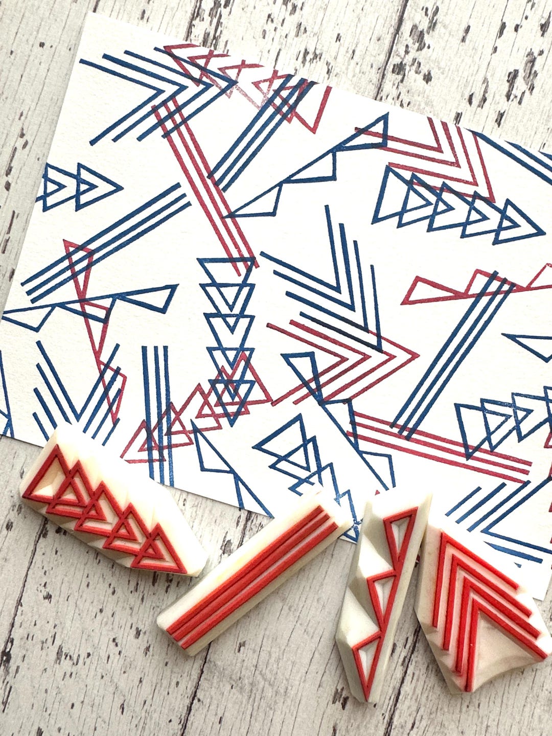 Geometric Pattern Rubber Stamp Set | Hand Carved Stamps | Card Making ...