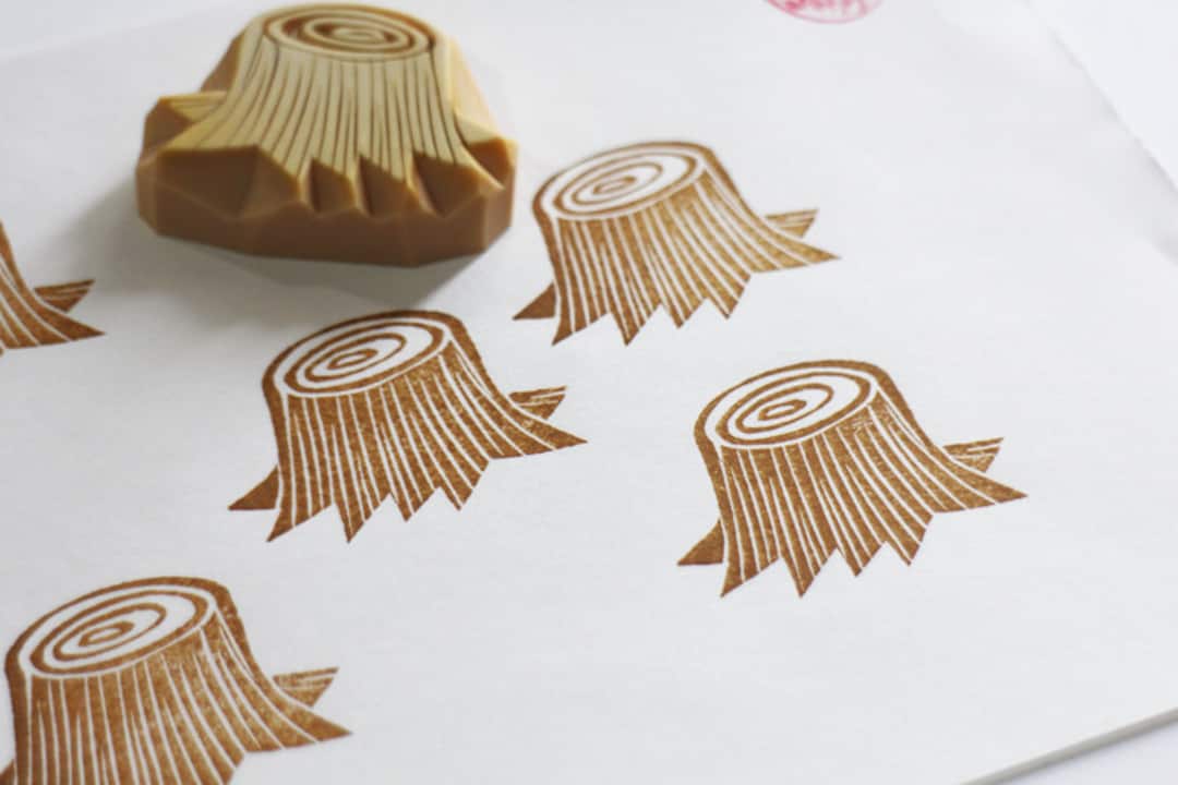Tree Stump Rubber Stamp, Hand Carved Stamp, Nature Themed Stamp for ...