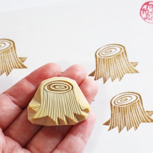 Tree Stump Rubber Stamp: Hand Carved Stamp, Nature Design - Etsy