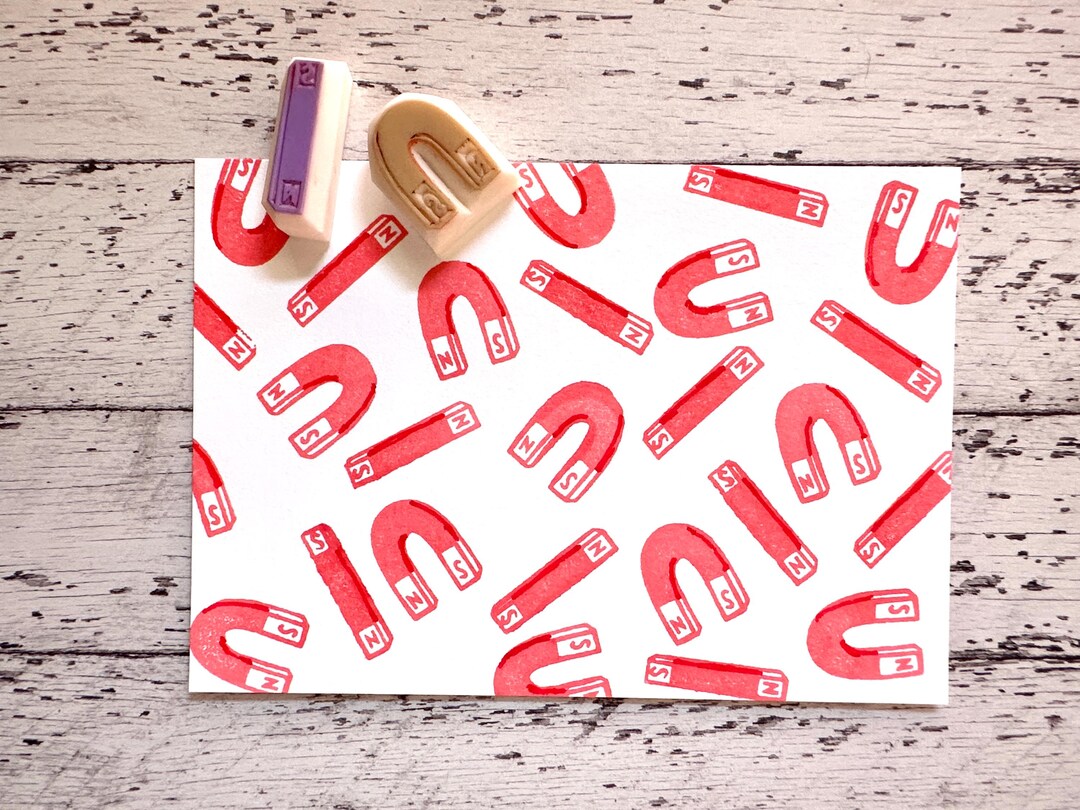 Magnet Rubber Stamp Set: Hand Carved Stamps, Science-inspired Design - Etsy