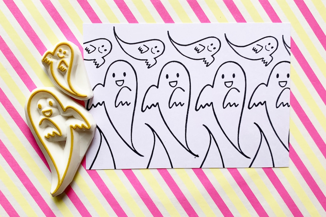 Ghost rubber stamp halloween stamp hand carved stamp | Etsy