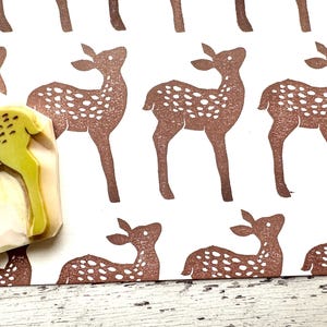 Deer Rubber Stamp, Fawn Stamp, Hand Carved Stamp for Card Making ...