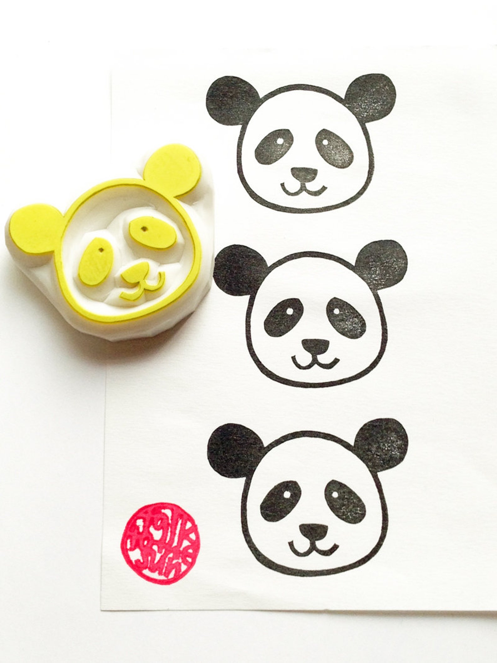 Panda Rubber Stamp Cute Animal Stamp Hand Carved Stamp Best - Etsy