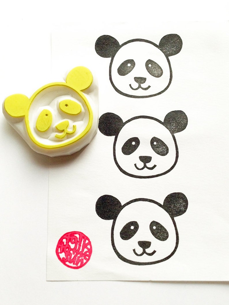 Panda Rubber Stamp Cute Animal Stamp Hand Carved Stamp Best - Etsy