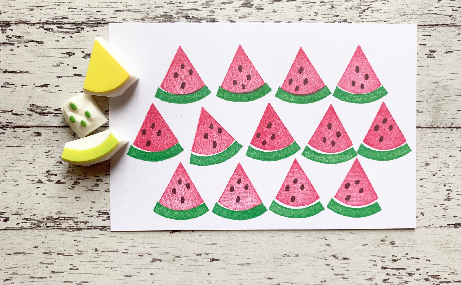 Watermelon Rubber Stamp Set Tropical Fruit Stamp Hand Carved - Etsy