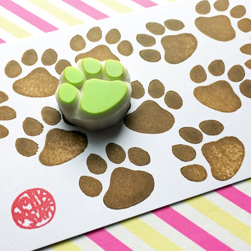 Paw Print Rubber Stamp From Oldislandstamps - Etsy