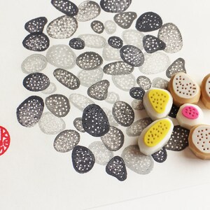 Pebble Rubber Stamp Set, Japanese Zen Garden Stamp, Hand Carved Stamps ...