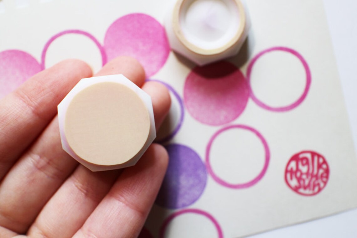 Circle rubber stamps outline & solid circle stamps shape | Etsy