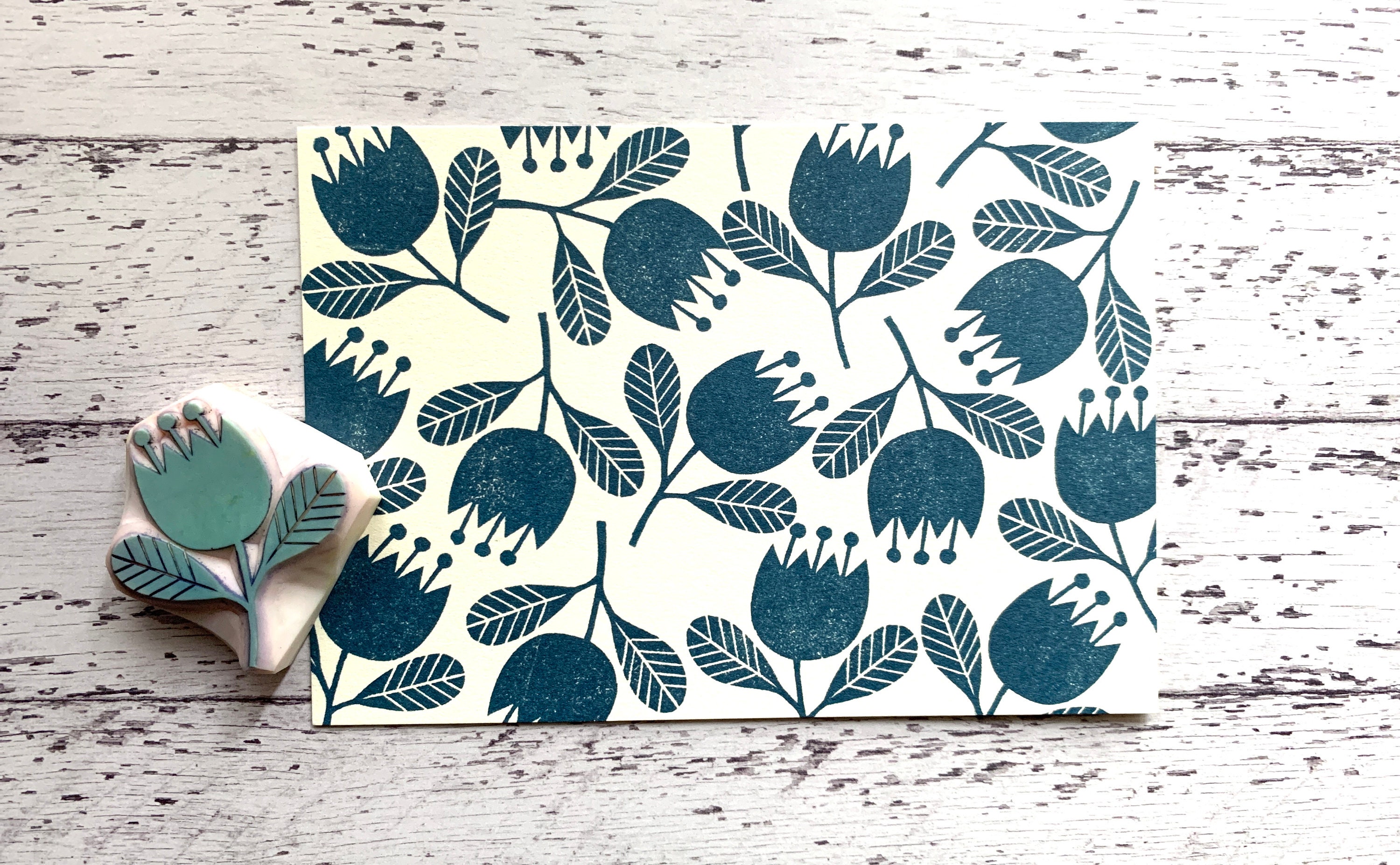 Spring Flower Rubber Stamp Botanical Plant Stamp Hand Carved - Etsy UK