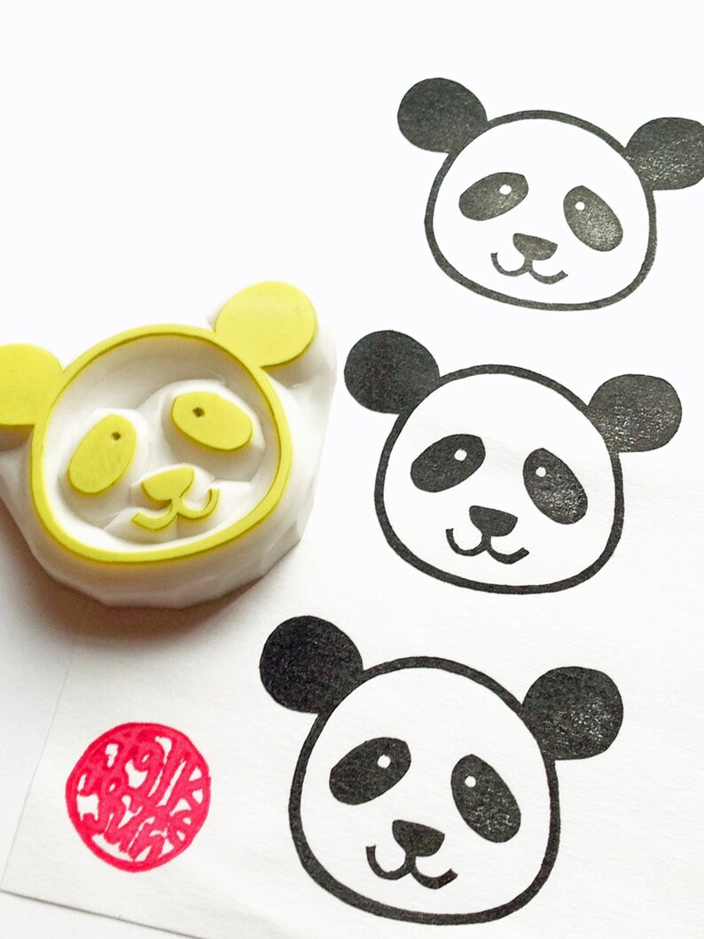 Panda Rubber Stamp Cute Animal Stamp Hand Carved Stamp Best - Etsy